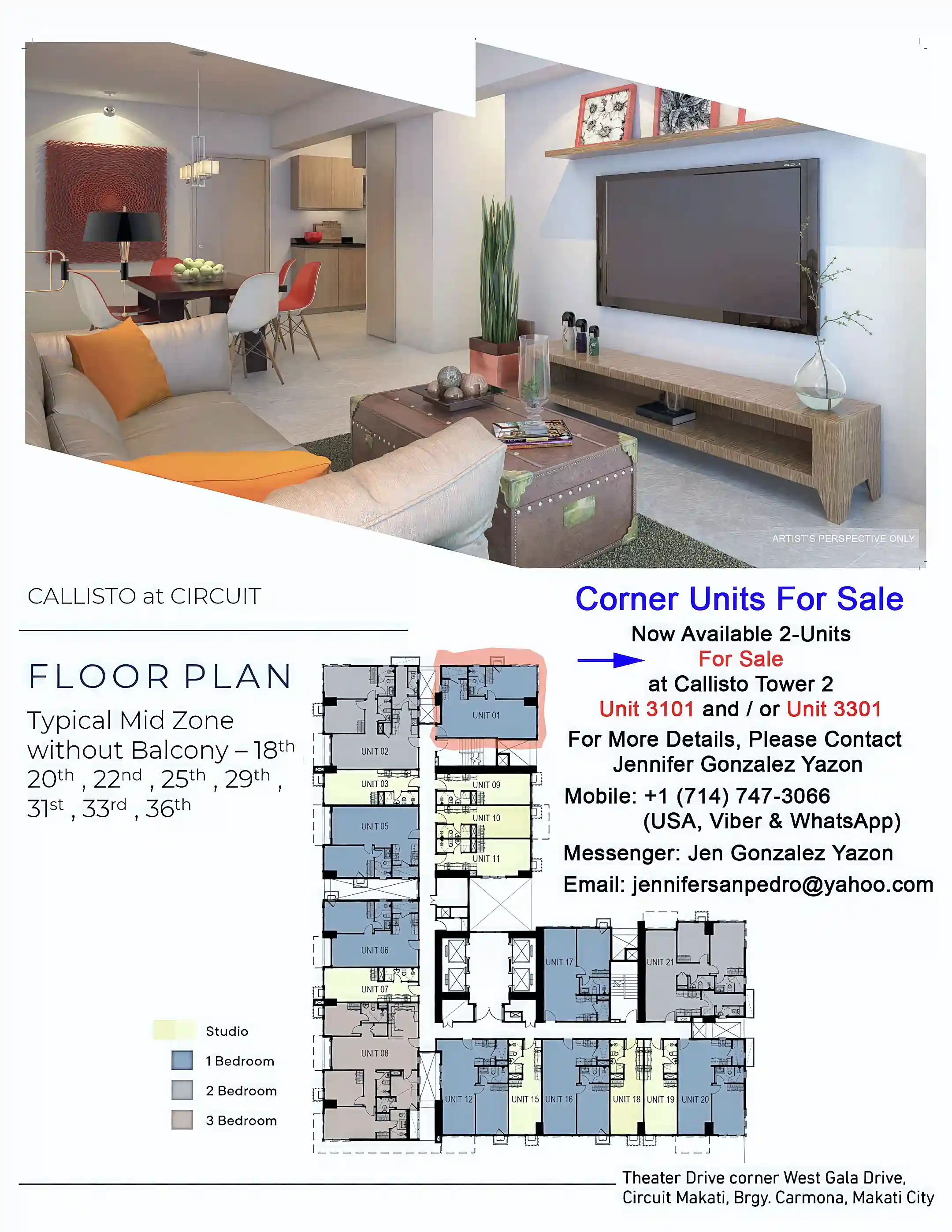 Condo for Sale in Callisto Tower, Theater Drive, Circuit Makati, Makati ...