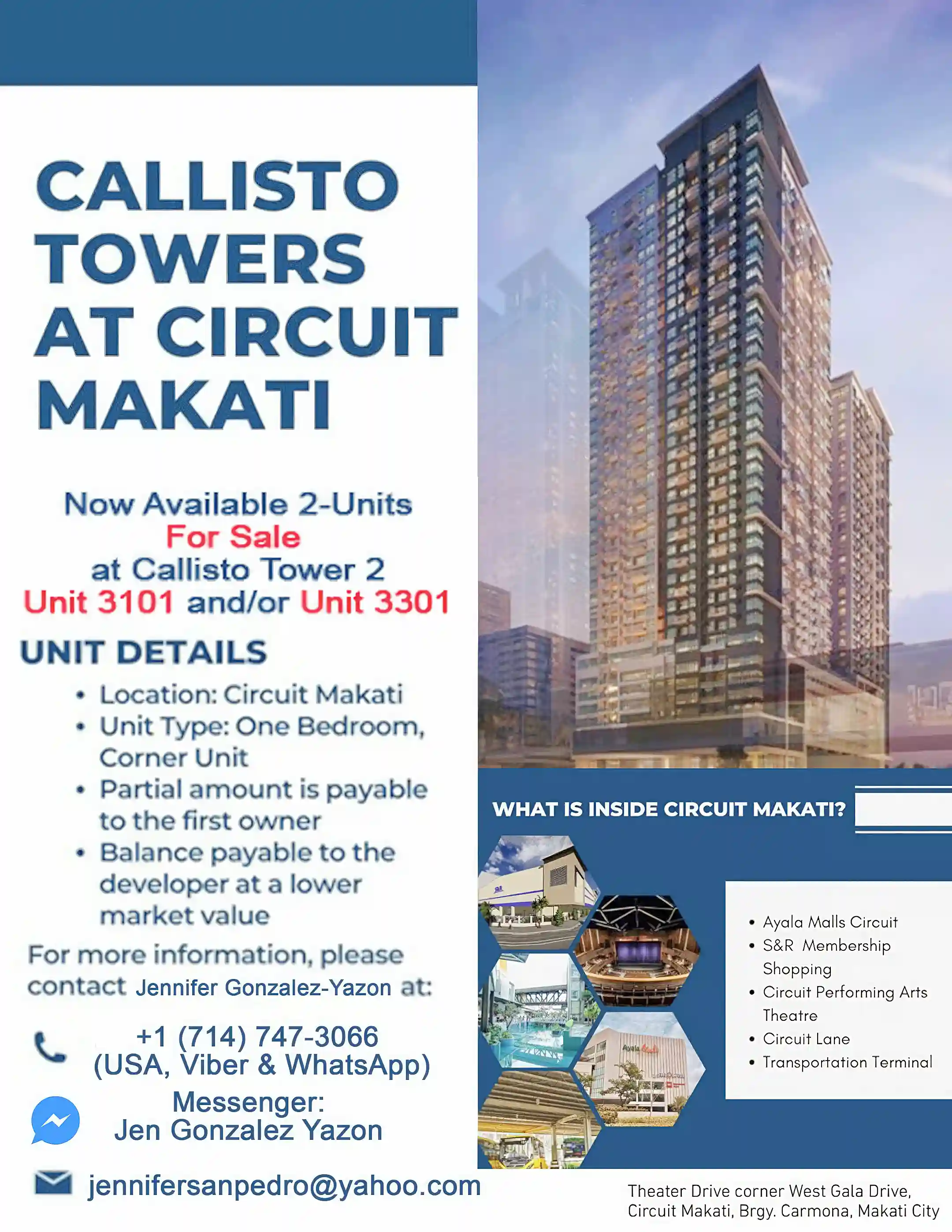 Condo for Sale in Callisto Tower, Theater Drive, Circuit Makati, Makati ...